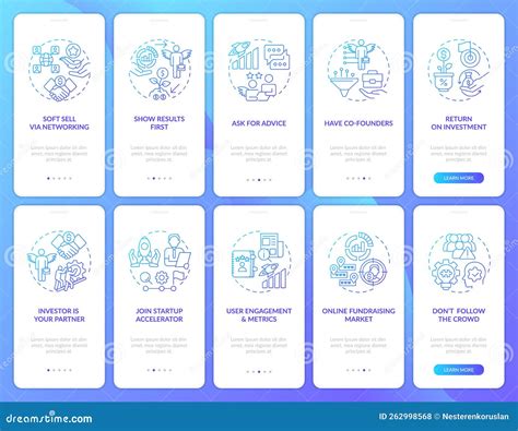 Engage Investors Onboarding Blue Gradient Mobile App Screen Set Stock Vector Illustration Of