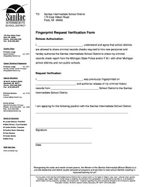 Fillable Online Fingerprint Request Verification Form Fax Email Print PdfFiller