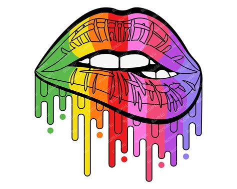 Rainbow Glitter Lips Svg Dripping Lips Lip Print Sexy Etsy