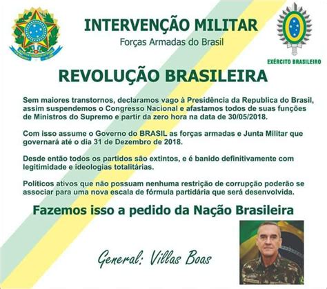 O General Villas Bôas Decretou Intervenção Militar No Brasil