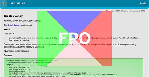 Quick Jquery Overlay Artlung Lab