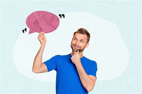 스케치 이미지 합성 트렌드 삽화 3d 사진 콜라주 젊은이 수심에 잠긴 남자 얼굴에 손을 잡고 구름 마음 텍스트 거품 연설 Sms 25 29세에 대한 스톡 사진 및 기타