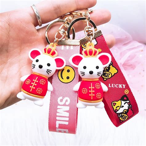 พวงกุญแจตุ๊กตาการ์ตูนหนูพีวีซีแบบนุ่มสร้างสรรค์ Home Life Museum Th Thaipick