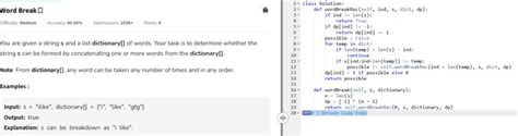 gfg160 geekstreak2024 dsa dynamicprogramming wordbreak