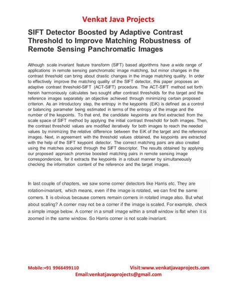 Sift Detector Boosted By Adaptive Contrast Threshold To Improve