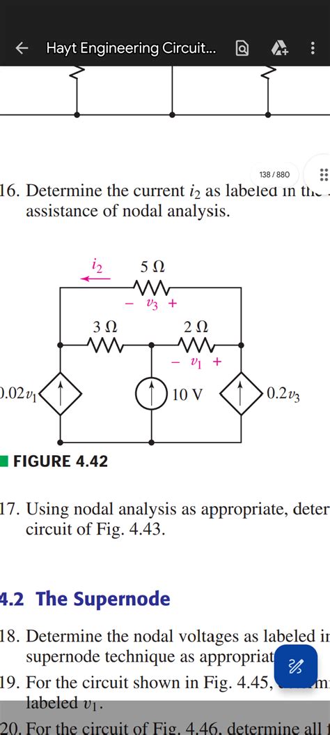 Hayt Engineering Circuit 138 880 16 Determine The Current I2 As Labeled In Thu Assistance Of