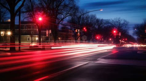 Intersection Stoplight Red Light Stock Image Image Of Motion Night
