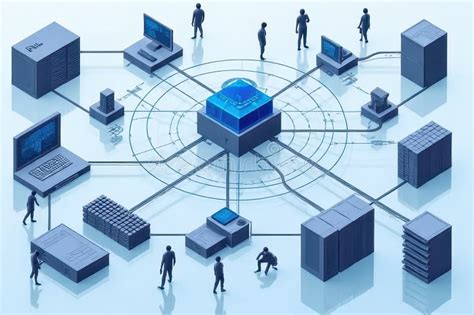 Encryption And Data Flow In Vpn Networks Stock Illustration