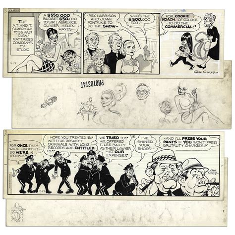 Lil Abner Pair Of Comic Strips From 1968 Hand Drawn And Signed By