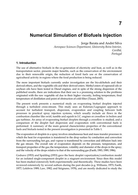 Pdf Numerical Simulation Of Biofuels Injection