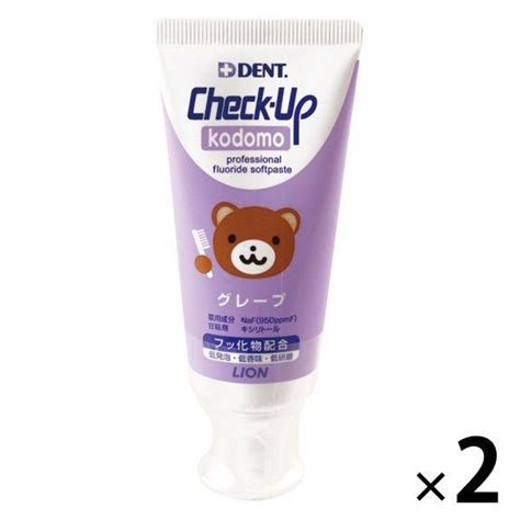 Dent Check Upkodomodent 체크 업고도모 그레이프 60g 2개 라이온 치약어린이용 재팬스토어