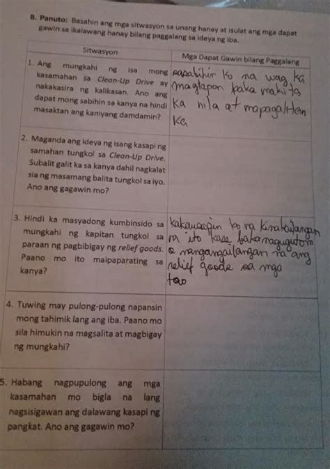 Basahin Ng Mga Sitwasyon Sa Unang Hanay At Isulat Ng Mga Dapat Gawin Sa My XXX Hot Girl