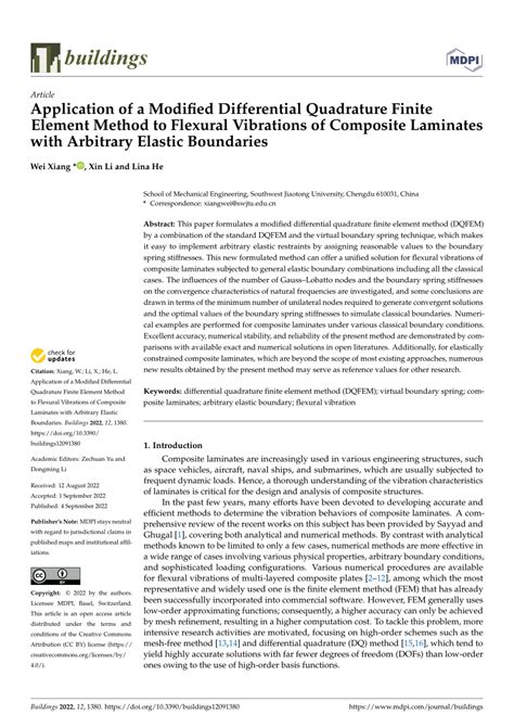 Pdf Application Of A Modified Differential Quadrature Finite Element