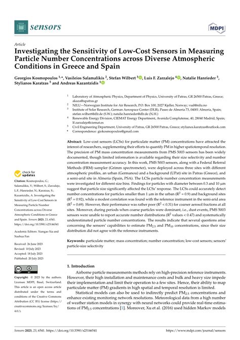 Pdf Investigating The Sensitivity Of Low Cost Sensors In Measuring Particle Number