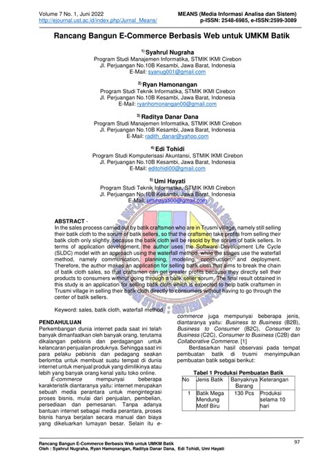 PDF Rancang Bangun E Commerce Berbasis Web Untuk UMKM Batik