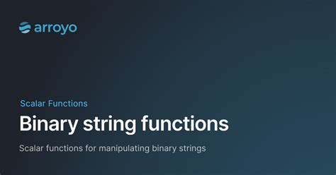 Binary String Functions Arroyo Documentation