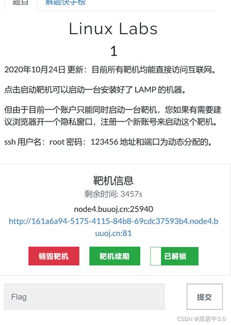 Buuctf Linux Labs1的ssh连接过程linux Labs教程 Csdn博客