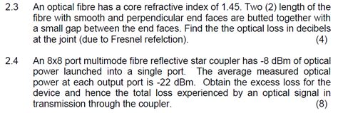 Solved An Optical Fibre Has A Core Refractive Index Of Chegg
