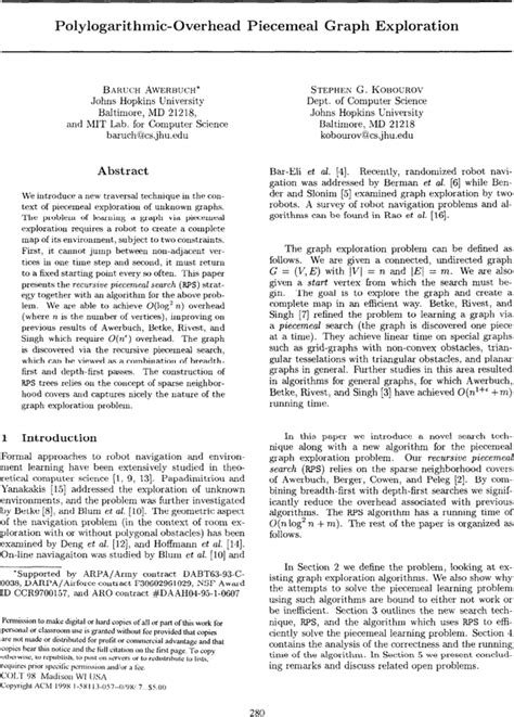 Polylogarithmic Overhead Piecemeal Graph Exploration Proceedings Of