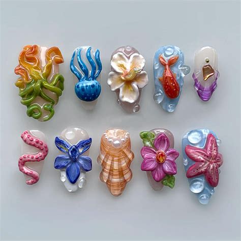 Captivating 3d Ocean Press On Nails Sea Set Lisa Nail Art