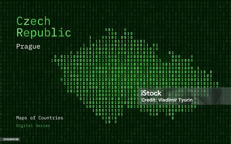 Czech Republic Map Shown In Binary Code Pattern Matrix Numbers Zero One