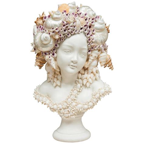 Shell Encrusted Bust Of A Lady Shell Sculpture Sea Shell Decor