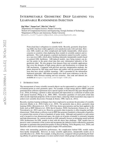 Interpretable Geometric Deep Learning Via Learnable Randomness