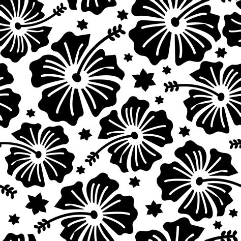 Silhouette Of A Floral Pattern Seamless Tile Pastel Cut File Vector Black And White 12697541