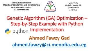 Genetic Algorithm GA Optimization Step By Step Example PPT
