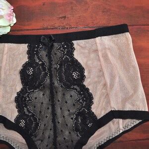 Sheer Nude Panties With Black Lace On The Front Xs 5xl Sizes Etsy
