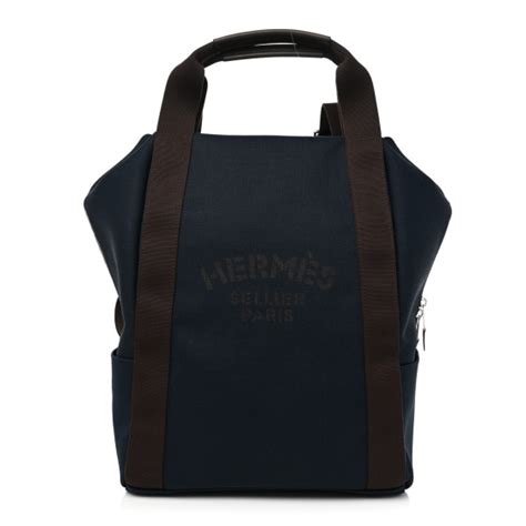 Hermes Toile Groom School Backpack Bleu Navy Feu 1200407 Fashionphile