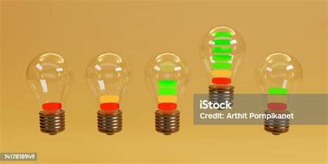 색상 배경의 전구 아이콘에서 새로운 아이디어의 표시기 막대의 3d 렌더링 감방에 대한 스톡 사진 및 기타 이미지 감방 개념 계기판 측정기 Istock