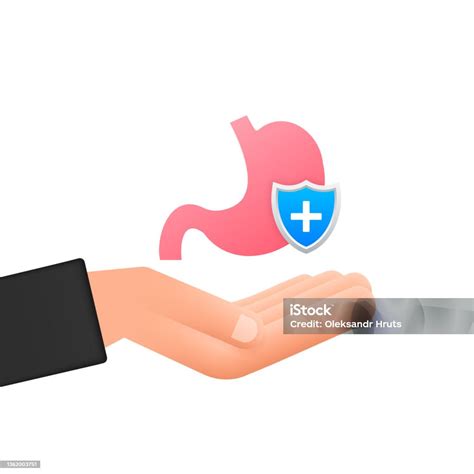 위장 보호 건강한 보호 장 손을 잡고 위 아이콘 소화 시스템 보호 벡터 스톡 일러스트레이션입니다 개념에 대한 스톡 벡터 아트 및