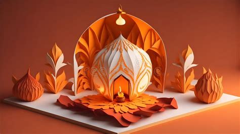 Diwali Diya нефтяная лампа и индийская фонарика Иллюстрация штока