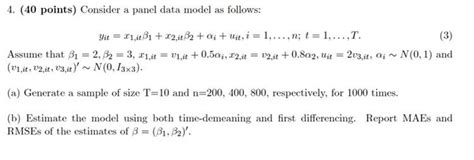 4 40 Points Consider A Panel Data Model As