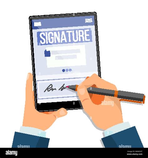 Electronic Signature Tablet Vector Electronic Document Contract