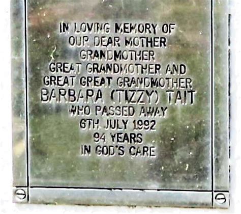 Barbara Ellen Tizzy” Oates Tait 1898 1992 Find A Grave Memorial