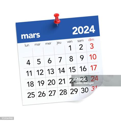 프랑스어로 된 2024년 3월 달력 흰색 배경에 격리되어 있습니다 3d 일러스트레이션 0명에 대한 스톡 사진 및 기타 이미지