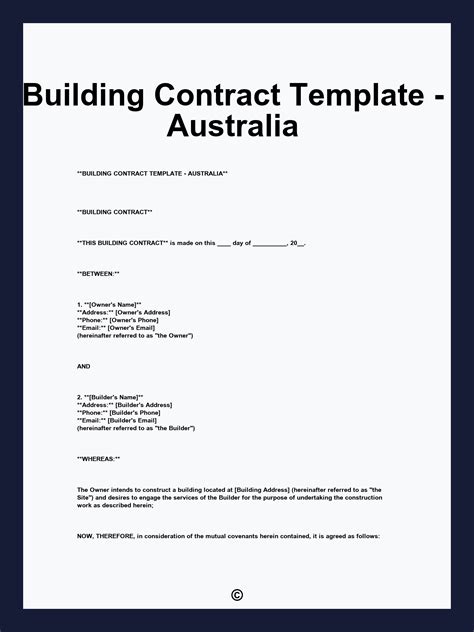 Building Contract Template Australia