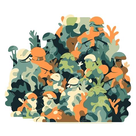 위장 클립 아트 다양한 식물과 버섯 만화를 가진 사람들의 무리 벡터 위장 클립 아트 만화 Png 일러스트 및 벡터 에 대한 무료 다운로드 Pngtree