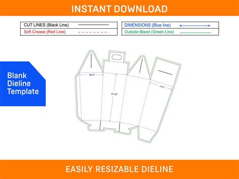 T Box Design With Handle Dieline Template And 3d Vector File Blank
