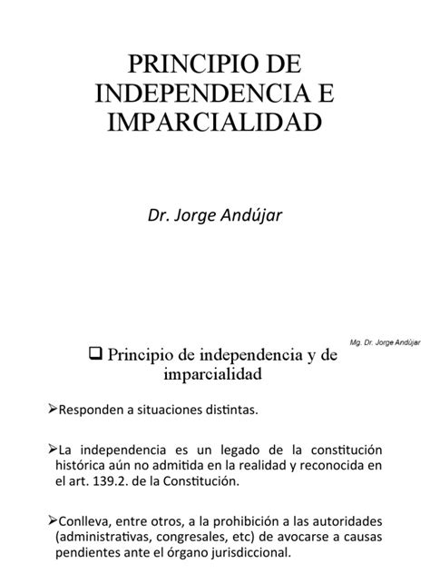 Principios Independencia Imparcialidad Pdf Juez Jurisdicción