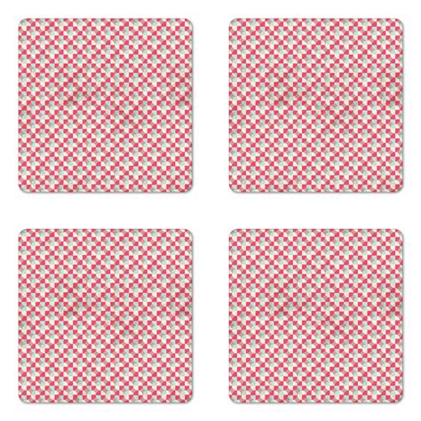 Geometric Coaster Set Of 4 Retro Tile Pattern Of Small And Colorful Circles Round Shapes With