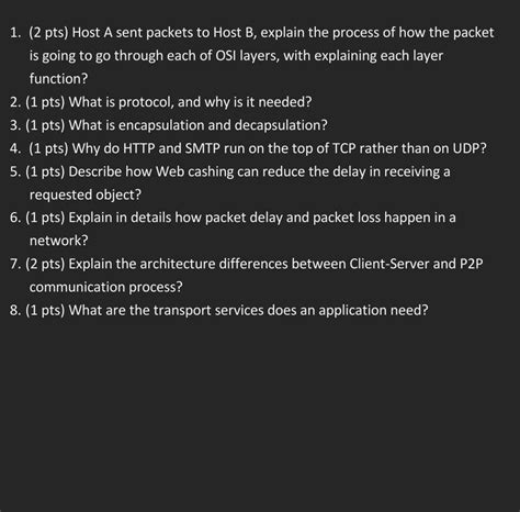 solved 1 2 pts host a sent packets to host b explain the