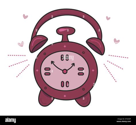 Cute Black Line Color Alarm Clock Round Table Timer Doodle In
