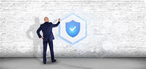 Premium Photo Man Holding A Shield Web Security Concept D Rendering