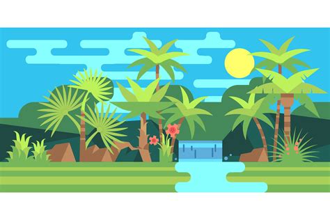 Jungle Scene Background Tropical Forest Graphic By Microvectorone · Creative Fabrica