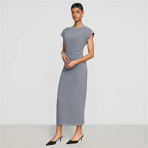 Vela Contrast Stitch Ruched Waist Dress