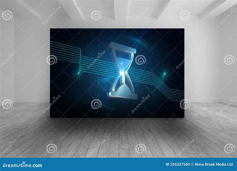 Room With Futuristic Picture Of Hourglass Stock Illustration