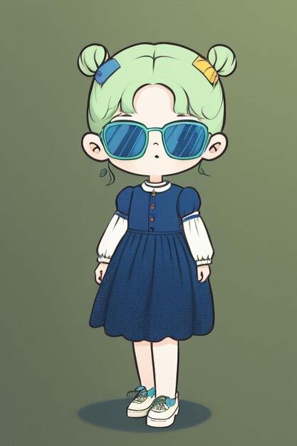 Cartoon Chibi Girl Wearing Sunglasses Very Handsome Cool Cute Kawaii